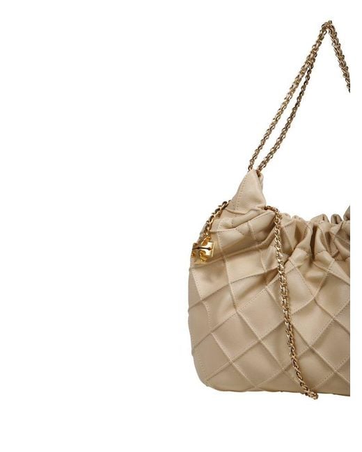 Tory Burch Fleming Drawstring Mini Hobo Bag in Natural | Lyst