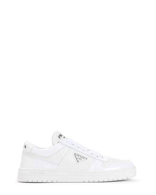 Prada Downtown Triangle Logo Sneakers in White | Lyst