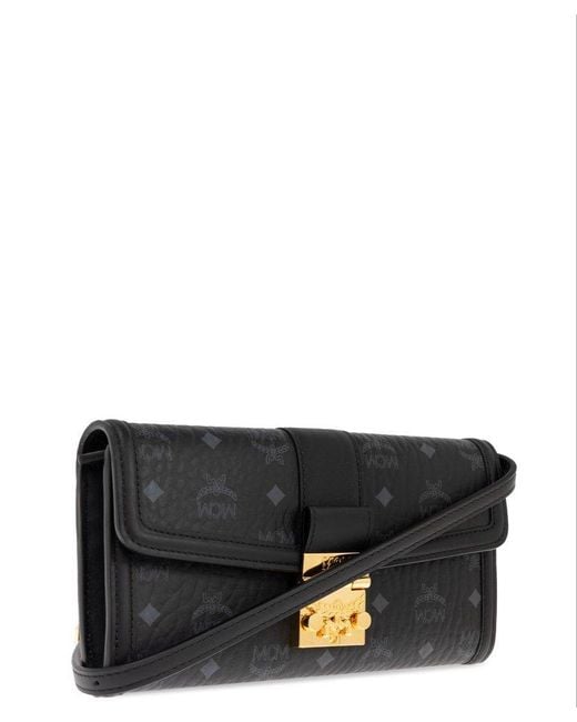 MCM Tracy Chain-Linked Large Crossbody Wallet in Black | Lyst