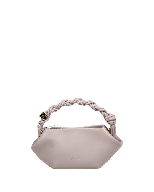 Ganni Logo Detailed Mini Tote Bag in Natural | Lyst UK