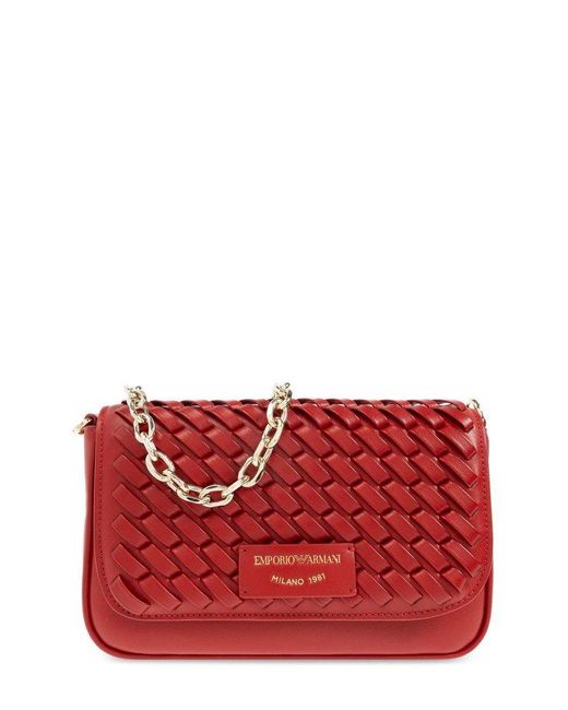 Emporio Armani Interwoven Mini Shoulder Bag in Red | Lyst