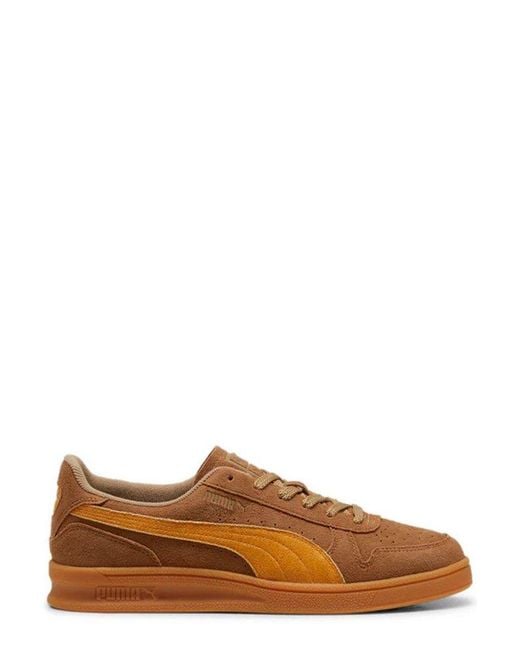 PUMA Indoor Round Toe Lace-Up Sneakers in Brown for Men | Lyst