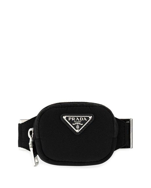 Prada Triangle-Logo Zipped Key Tag in Black for Men | Lyst
