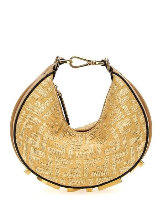 Fendi Graphy Logo Lettering Mini Hobo Bag in Metallic | Lyst