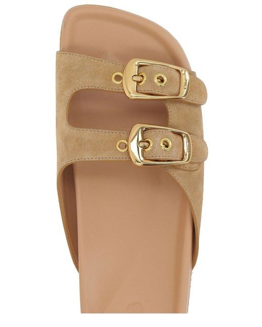Chloé Double-Strap Slides in Brown | Lyst