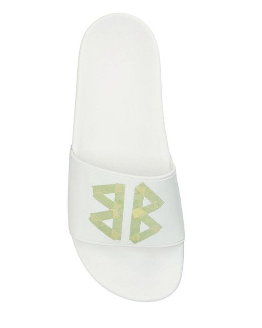 Balenciaga Bb Logo Pool Slide Sandals in White | Lyst