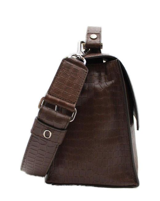 Orciani Small Sveva Logo Lettering Embossed Tote Bag in Brown | Lyst