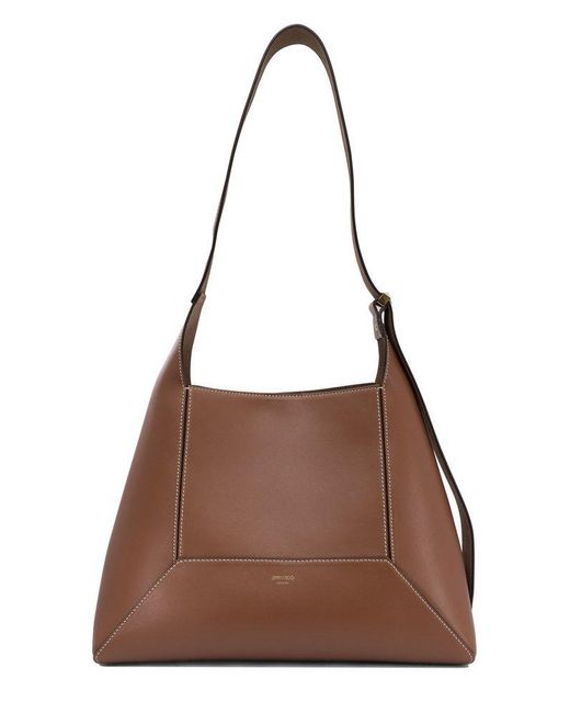 Jimmy Choo Leather Shoulder Bag in Brown | Lyst UK