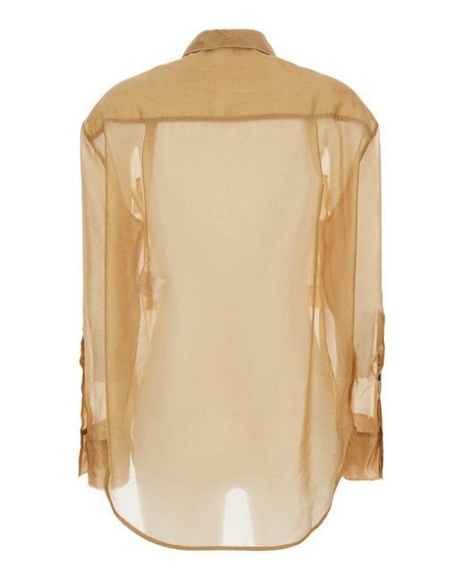 Tela Thelma Sheer Shirt With Chest Pockets in Natural | Lyst