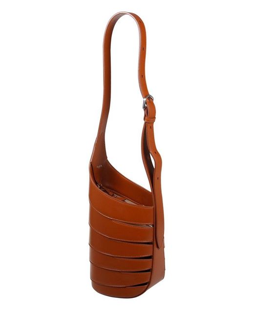 Alaïa Cut Out Detailed Babel Small Shoulder Bag in Brown | Lyst