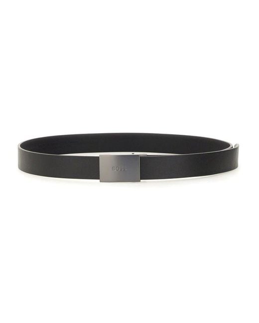 BOSS Logo-Engraved Buckle-Fastened Belt in Black for Men | Lyst