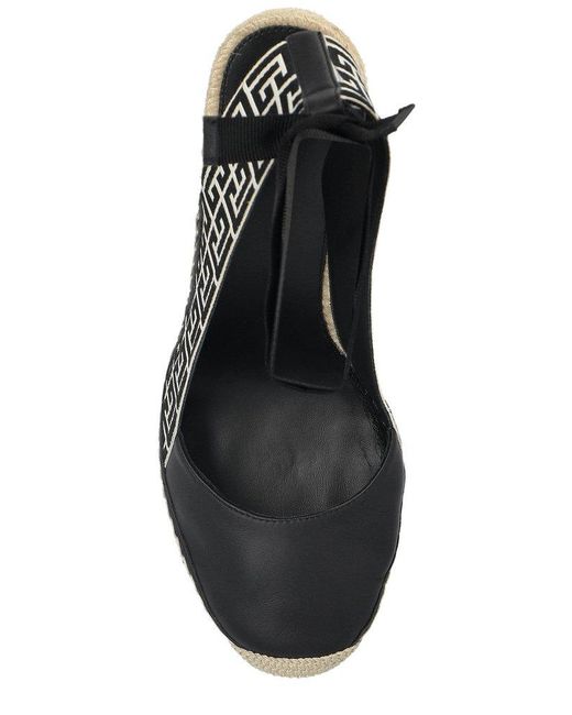 Balmain Alex Monogram Jacquard Wedged Sandals in Black | Lyst