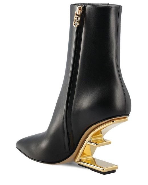 Fendi First F-Shaped Heel Ankle Boots in Black | Lyst