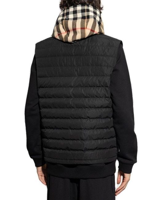 Burberry Padded Down Vest in Black for Men | Lyst
