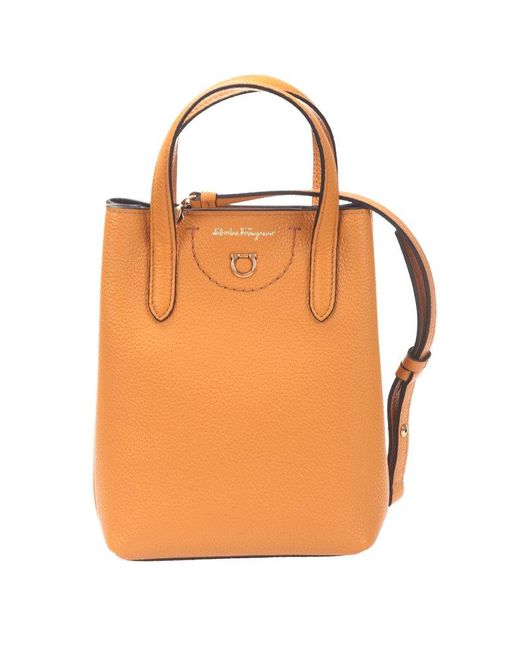 Ferragamo Gancini Mini Tote Bag In Orange Lyst