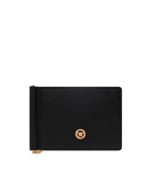Versace Logo-Plaque Bi-Fold Clip Wallet in Black for Men | Lyst