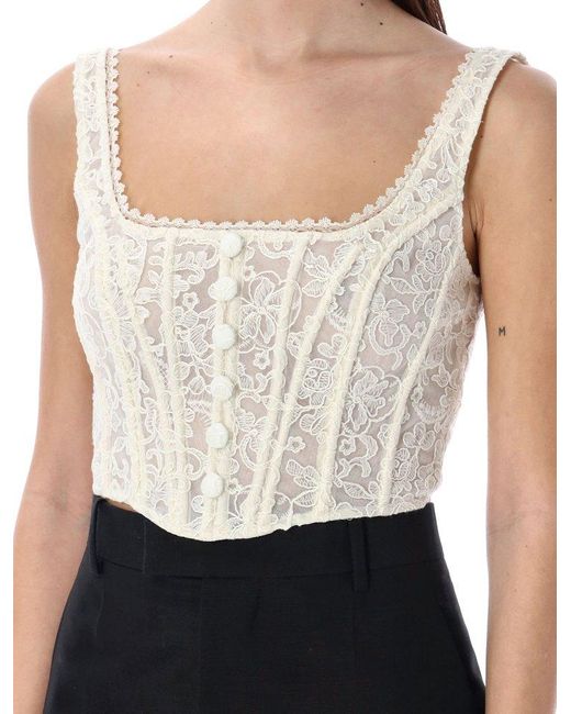 Self Portrait Lace Corset Top In Black Lyst