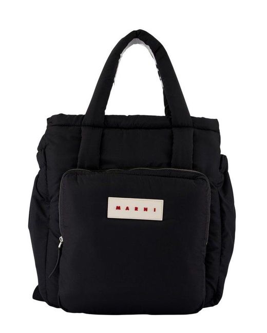 Marni Logo Patch Puffer Top Handle Bag in Black for Men | Lyst