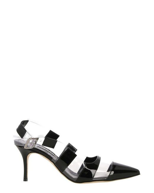 Manolo Blahnik Uxra Pointed-Toe Slingback Pumps in Black | Lyst