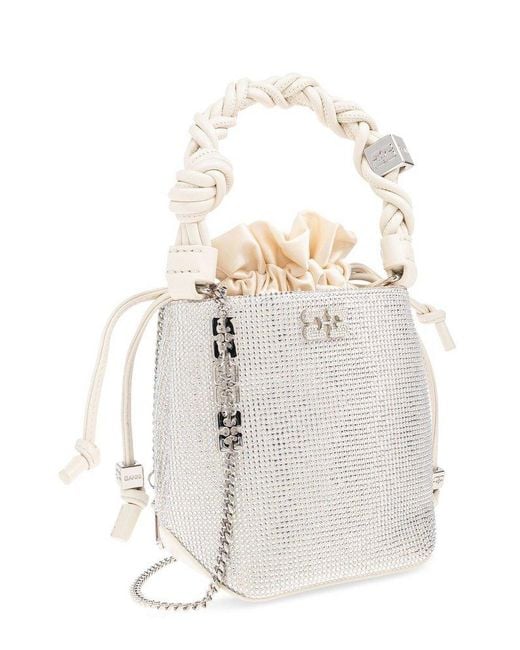 Ganni Mini Bou Bucket Bag in White | Lyst