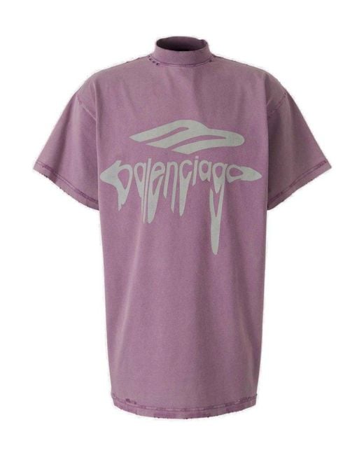 Balenciaga 3B Liquefied Distressed Oversized T-Shirt in Purple for Men ...