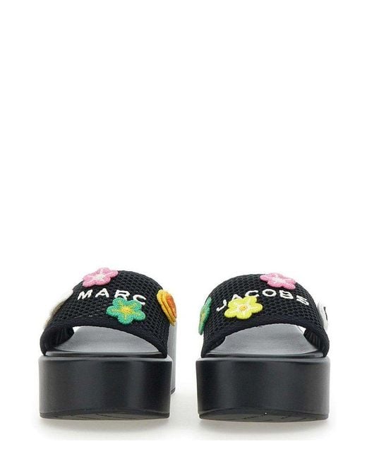Marc Jacobs The Daisy Crochet Platform Sandals in Black | Lyst