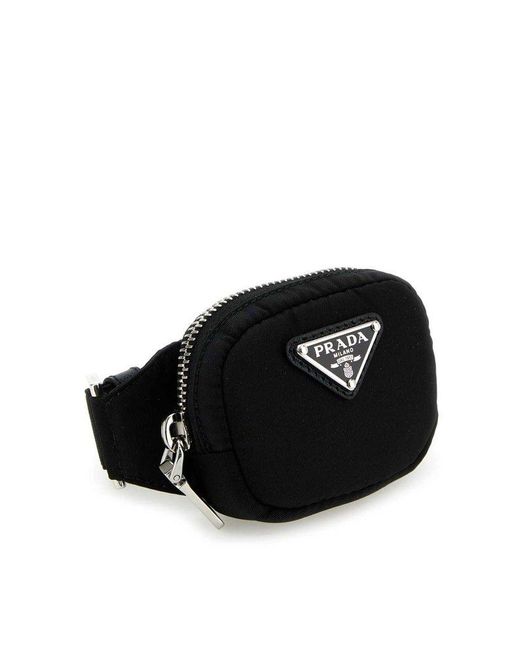 Prada Triangle-Logo Zipped Key Tag in Black for Men | Lyst