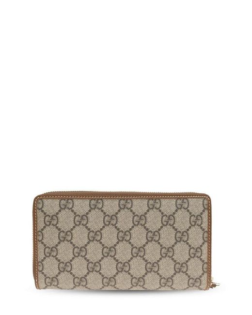Gucci Gg Emblem Zip Around Wallet in Gray | Lyst
