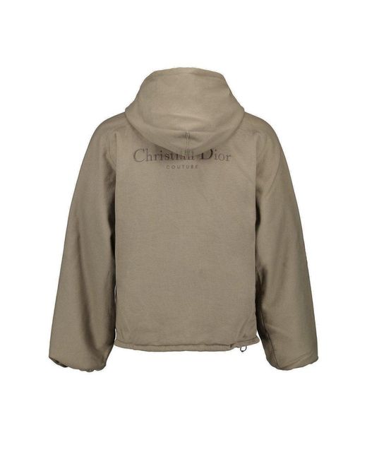 Dior Logo Embroidered Zip-up Jacket in Green for Men | Lyst