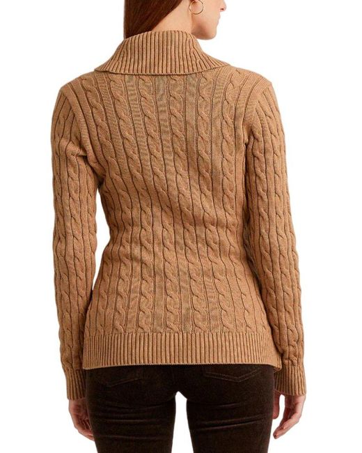 Ralph Lauren Donato Cable-Knit Cardigan in Brown | Lyst