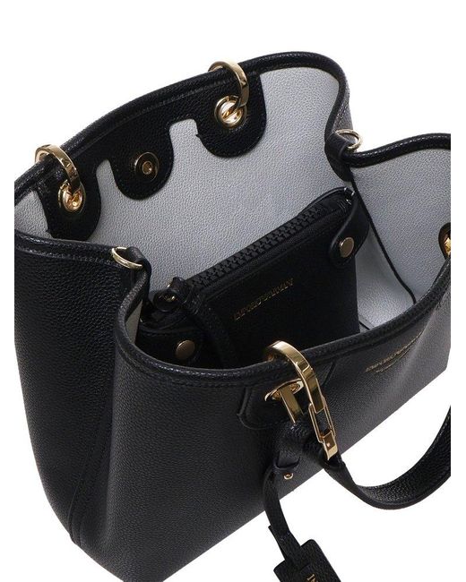 Emporio Armani Myea Logo Stamp Shopping Bag in Black | Lyst