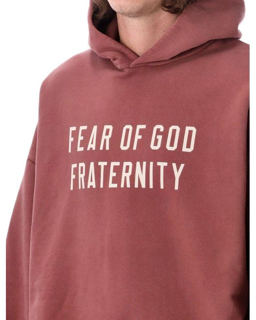 Fear Of God Heavy Fleece Hoodie in Red for Men | Lyst