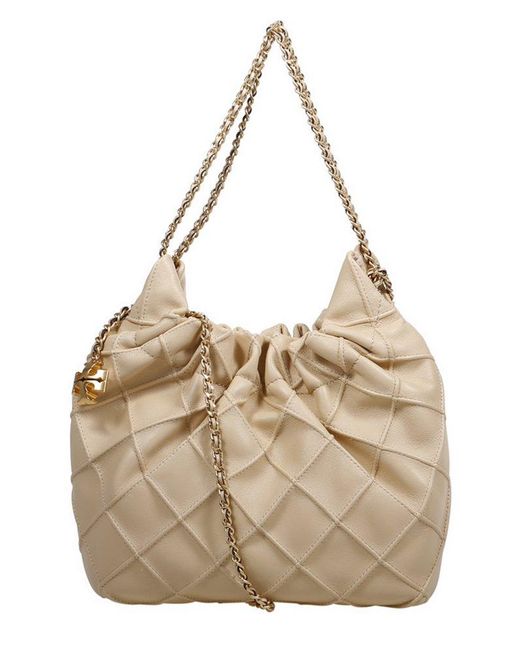 Tory Burch Mini Fleming Drawstring Bag in Natural | Lyst