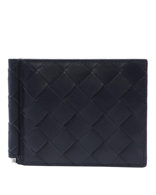 Bottega Veneta Intrecciato Bill Clip Bifold Wallet in Blue for Men ...
