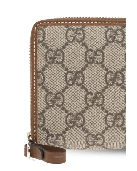 Gucci Gg Emblem Zip Around Wallet in Gray | Lyst