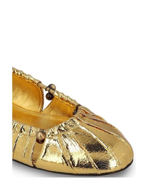 Chloé Luna Cut-Out Metallic Ballet Flats | Lyst