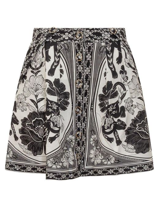 FARM Rio Flower Skirt in Gray | Lyst