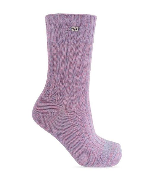 Ganni Socks With Logo in Purple | Lyst UK