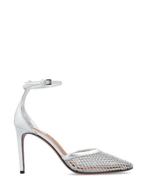 Alaïa Mesh Ankle-Strap Pumps in Metallic | Lyst