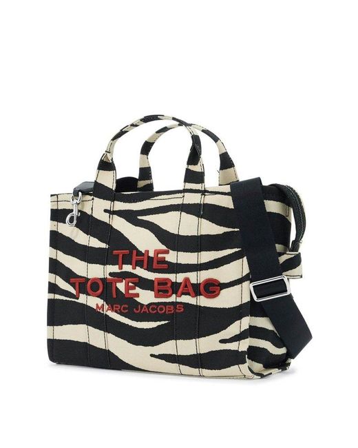 Marc Jacobs The Zebra Canvas Medium Tote Bag in Black | Lyst