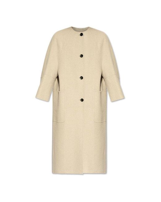 Max Mara Album Button-Up Coat in Natural | Lyst
