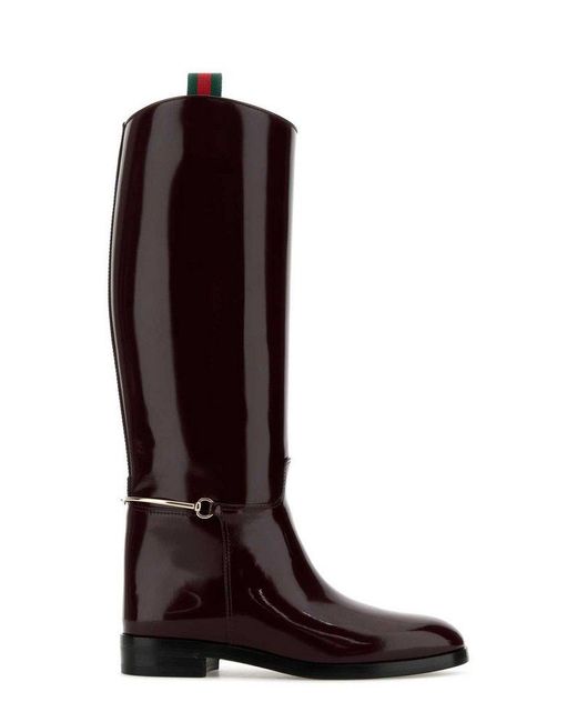 Gucci Slim Horsebit Boots in Red | Lyst