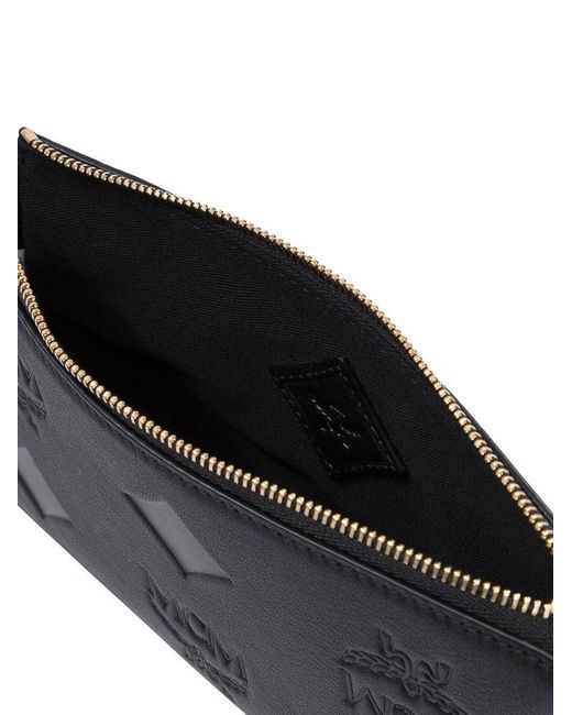 MCM Aren Maxi Monogram Leather Chain Crossbody Bag in Black | Lyst