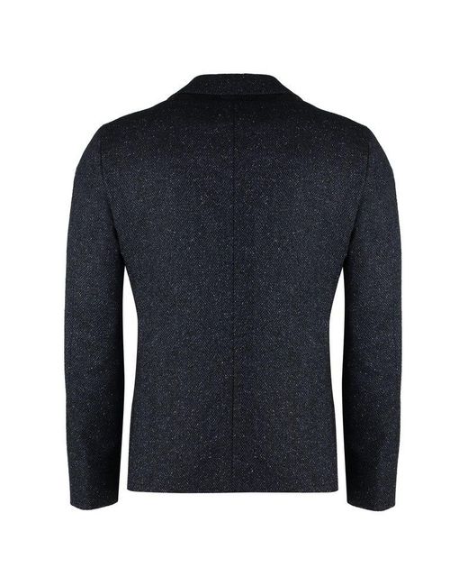 BOSS Double Breasted Herringbone Pattern Jacket in Blue for Men | Lyst