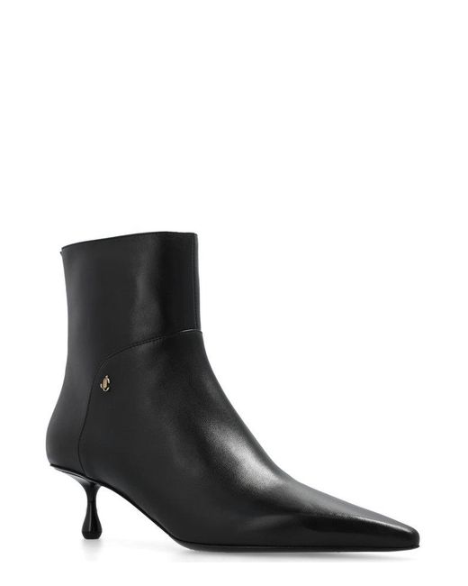 Jimmy Choo Cycas Pointed Toe Leather Heeled Ankle Boots In Black Lyst