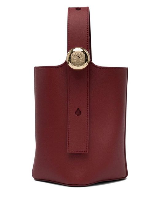 Loewe Pebble Mini Bucket Bag in Red | Lyst