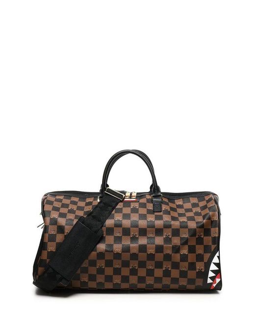 Sprayground Peeking Character Check Zipped Duffle Bag in Black for Men ...