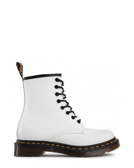 Dr. Martens 1460 Round Toe Lace-Up Boots in White | Lyst