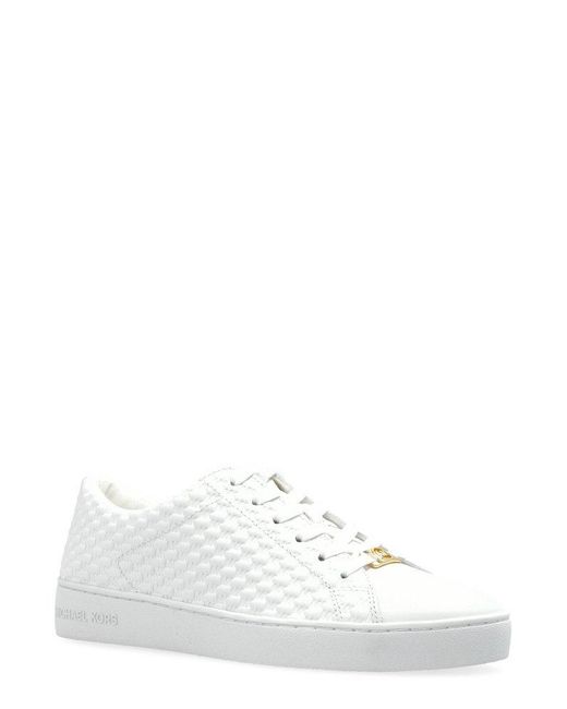MICHAEL Michael Kors Keaton Logo Debossed Lace-Up Sneakers in White | Lyst