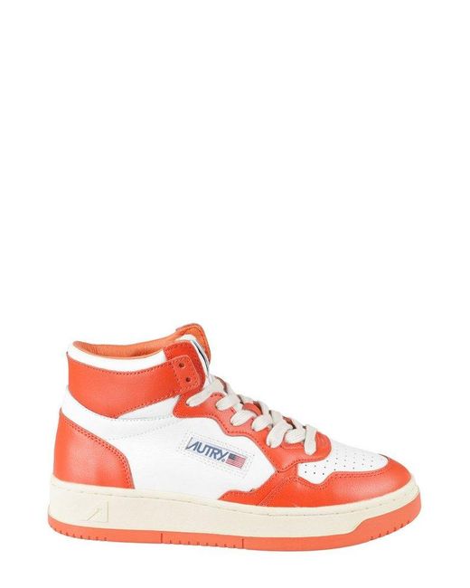 Autry Medalist Mid-Top Sneakers in Red | Lyst